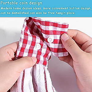2 Pack Hanging Tie Towels, 100% Cotton Hanging Hand Towels Super Absorbent Cotton Towels for Kitchen, Red Stripe