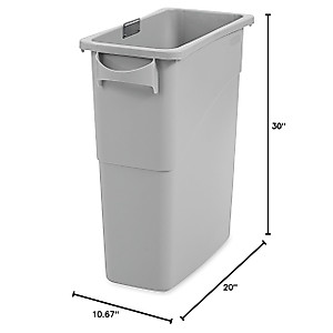 Rubbermaid Commercial Slim Jim Confidential Document Trash Can with Lid, 16 Gallon, Gray, FG9W2500LGRAY