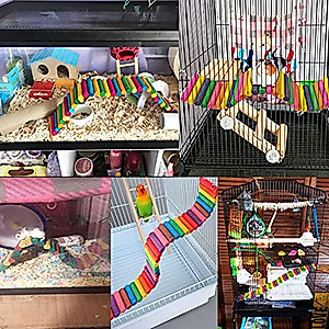 HAMILEDYI Hamster Rainbow Bridge,Flexible Bendy Climbing Ladder Hanging Wooden Chew Toy for Bird Parrot Guinea Pig Chinchilla Chipmunk Sugar Glider Gerbil Mice Squirrel Small Animal(Pack of 2)