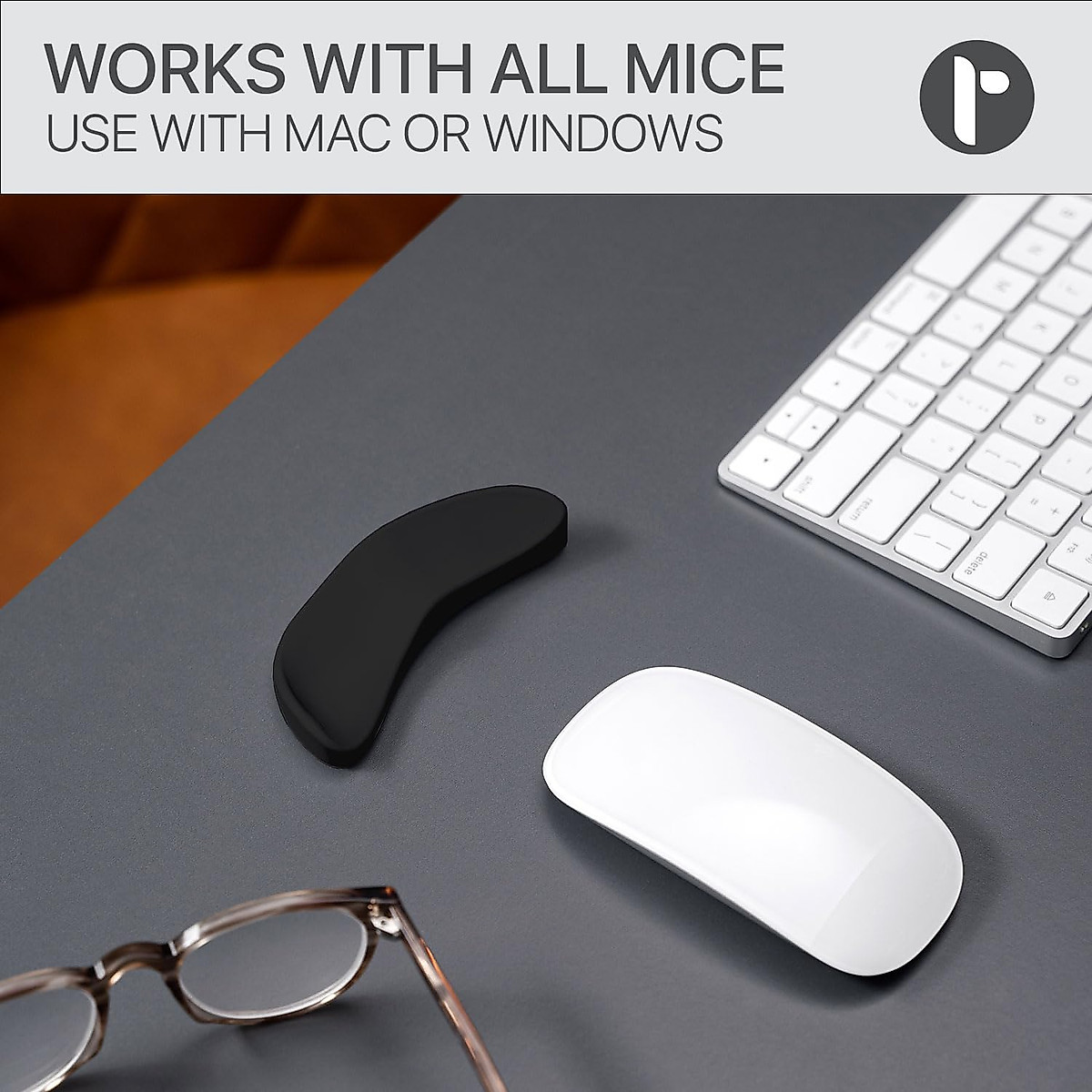 Reloot Glider v2 - Ergonomic Gliding Palm Rest, Soft Cooling Material, Sliding Wrist Pad That Moves with Your Mouse, Physician Designed for Carpal Tunnel Syndrome, Lightweight Wrist Rest (Black)