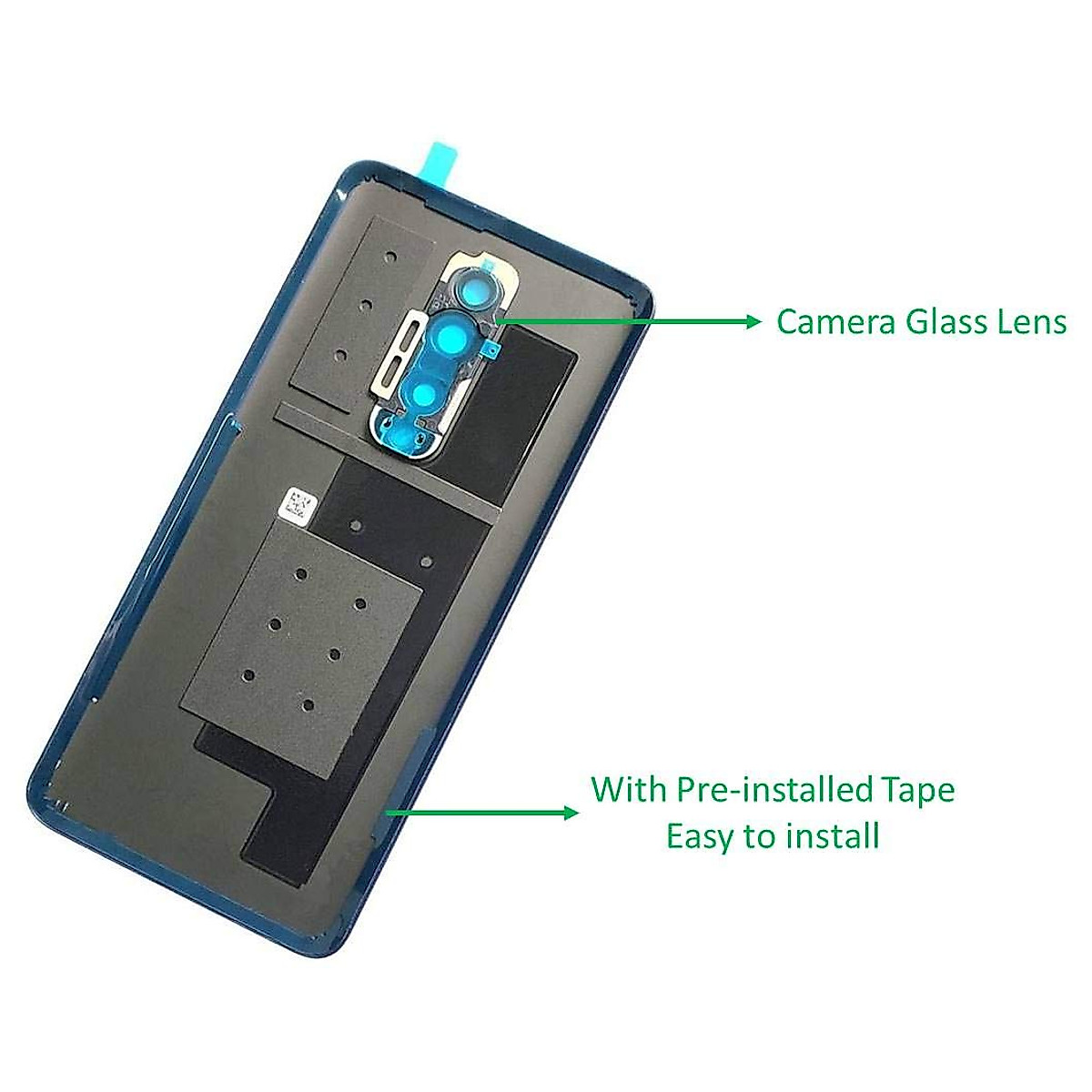 for Oneplus 7 Pro Back Cover Glass Replacement Housing Panel Tape Assembly Parts for Oneplus 7 Pro 6.67 inch All Version + Adapter Eject Pin Tools (Nebula Blue/Camera Frame)