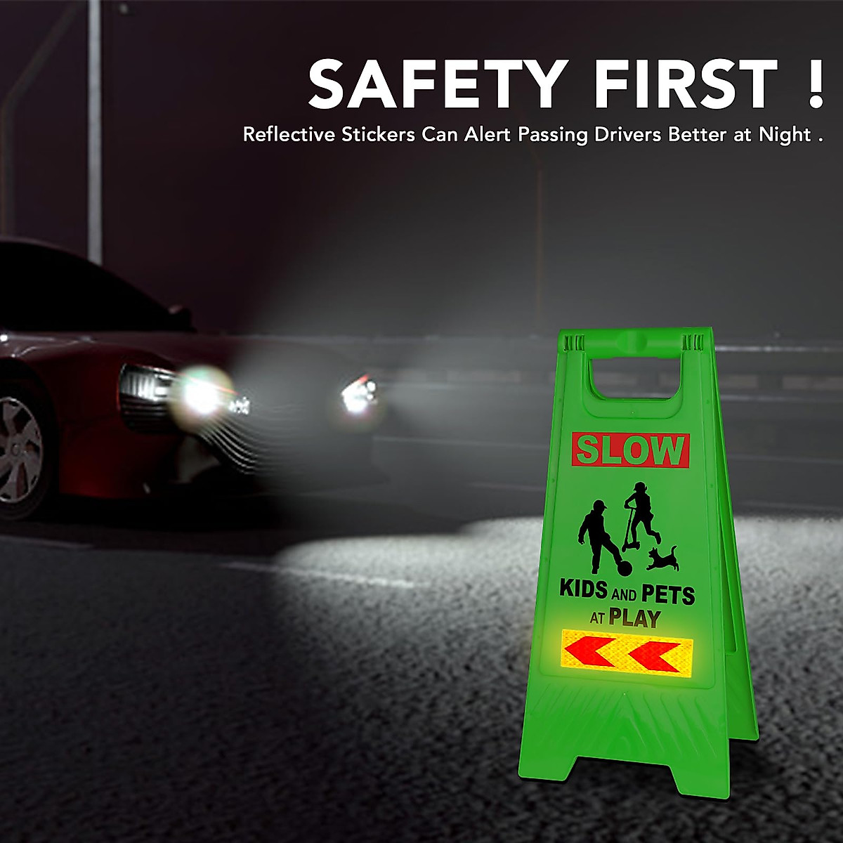 XPCARE 4 Pack Kids Playing Sign for Street, Children at Play Safety Sign with Reflective Tapes,Caution Slow Down for Street,Kids and Pets at Play Warning Sign