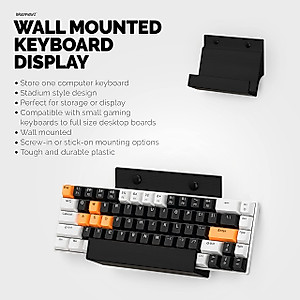 BRAINWAVZ Gaming Keyboard Stand for Wall Mounting - Adhesive or Screw Mount Installation - Stylish and Space Saving Solution for Gamers, Home & Office (KBW01)