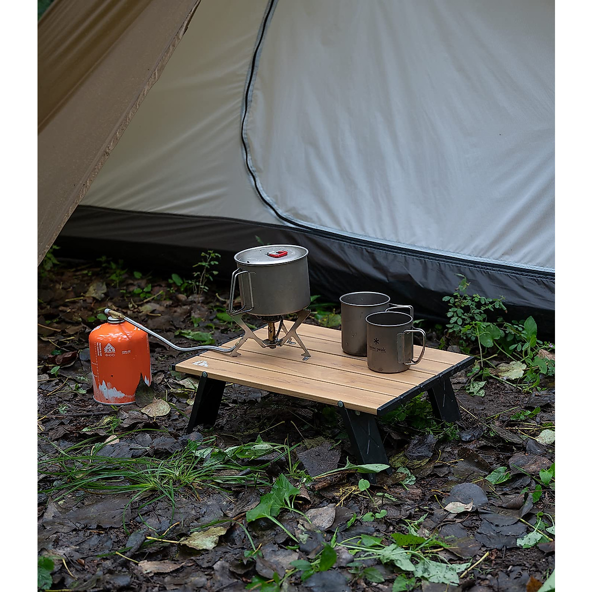 iClimb Ultralight Compact Mini Beach Picnic Folding Alu. Table with Carry Bag, Two Size (Nature - S)