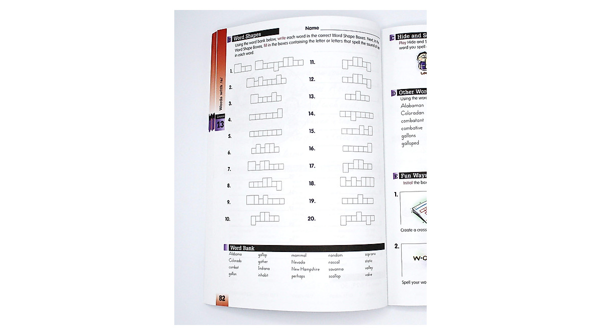 5th Grade Spelling Workbook Level E - A Reason For