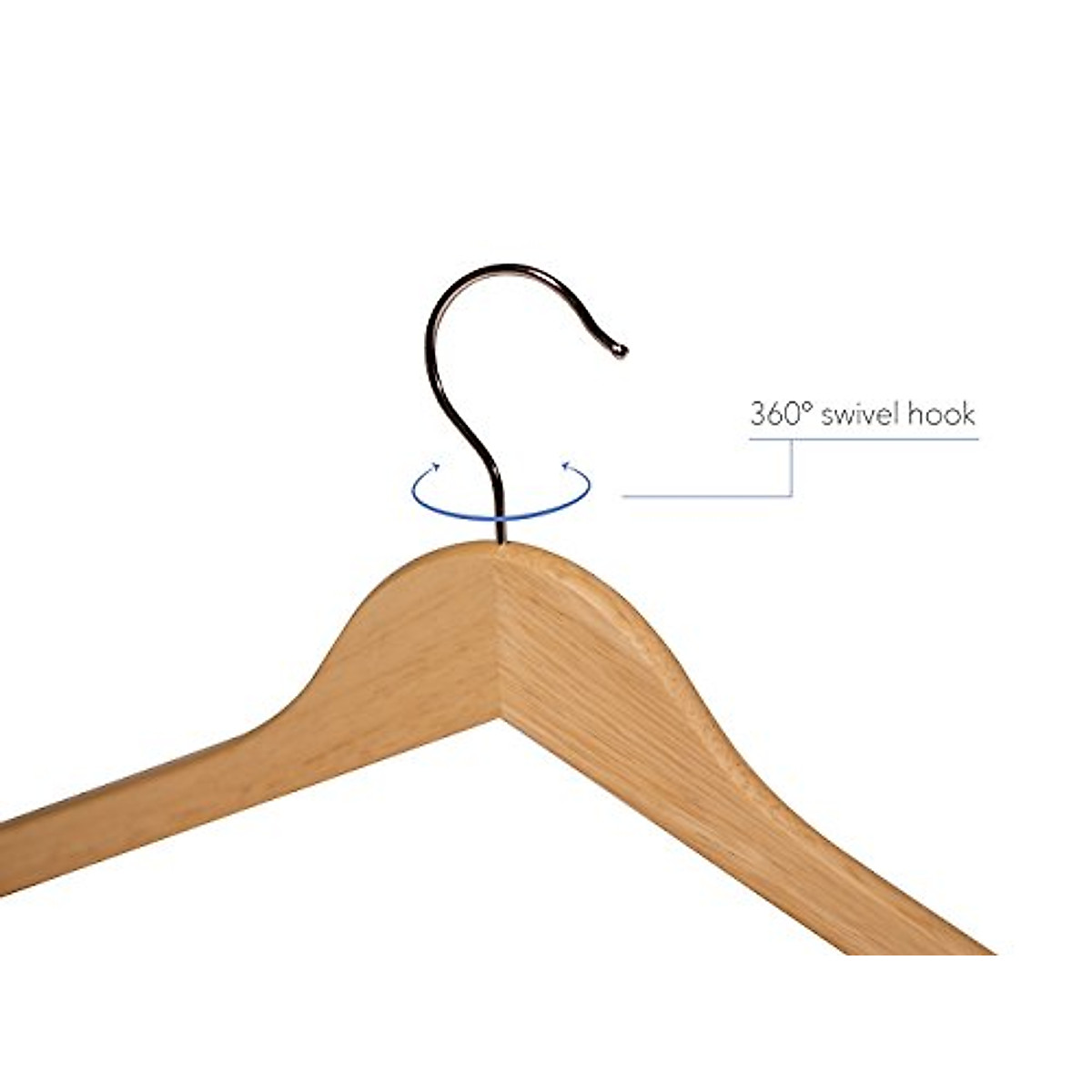 Topline Classic Wood Shirt Hangers - Natural Finish (10-Pack)