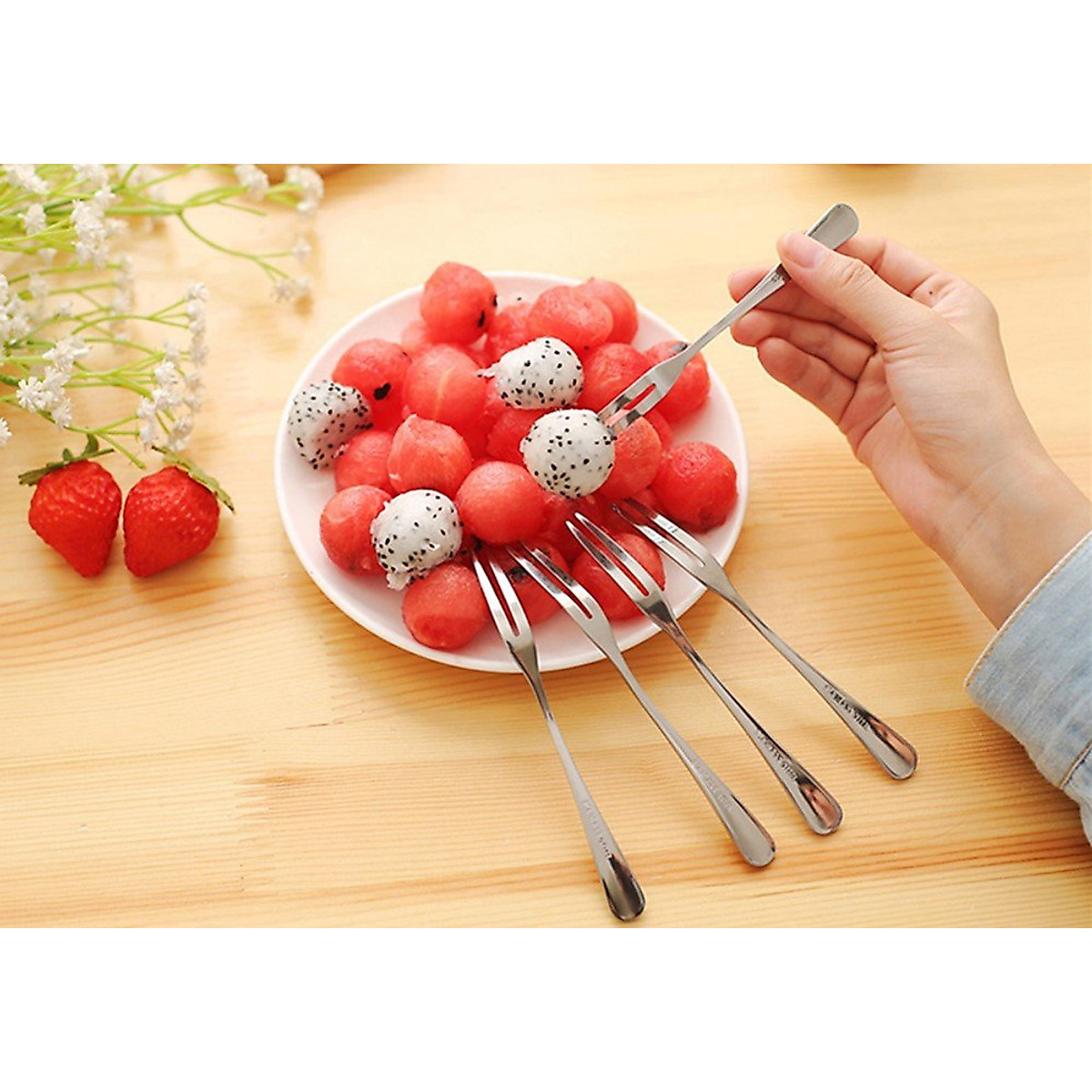 Hosybal Crab Stainless Steel Forks,Escargot Forks 2 Prong Tasting Appetizer Forks Portable Cocktail Salad Fruit Forks Small Appetizer Demitasse Spoons Salad Dessert Coffee Cocktail Espresso Flatware