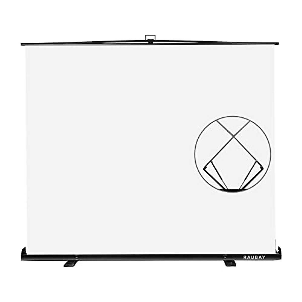 【Retractable Screen】 RAUBAY 78.7in x 74.8in Large Collapsible White Backdrop Portable Retractable Panel Photo Background with Stand for Video Conference, Photographic Studio, Streaming