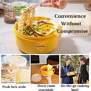 AI LOVE PEACE Microwave Ramen Bowl Microwavable Noodle Cooker with Lid for Dorm Room Essentials Instant Ramen Maker - BPA Free Microwave Safe Soup Bowls - Gifts for College Freshmen,Holiday Gift
