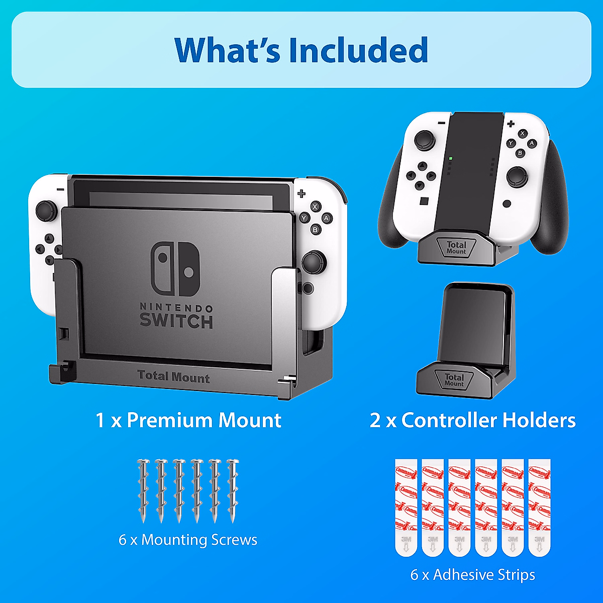 TotalMount for Nintendo Switch – Mounts Nintendo Switch on Wall Near TV – Compatible with All Models (Premium Black and Gray Kit)