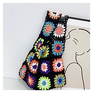WPYYI Square Shoulder Bag Vintage Handmade Crochet Shopping Tote Bag Handbag Gift Soft Crochet Everyday Handbag (Color : B, Size : One Size)
