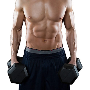 Hex Dumbbells Rubber Coated Cast Iron Hex Black Dumbbell Free Weights for Exercises 5 Pounds/Pair