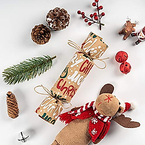 RUSPEPA Christmas Wrapping Paper,Kraft Paper - Marry Christams Design - 24 Inches x 100 Feet - White