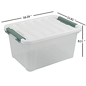 Ucake 25 Quart Plastic Storage Bins with Lids, Clear Plastic Latching Bins, Pack of 4