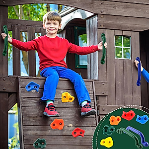 Puteraya 30 Pcs Rock Wall Climbing Holder Colorful Pig Nose Shape Climbing Stones Set with 4 Pcs Safety Handles for Kids Indoor Outdoor Playground Backyard Playset