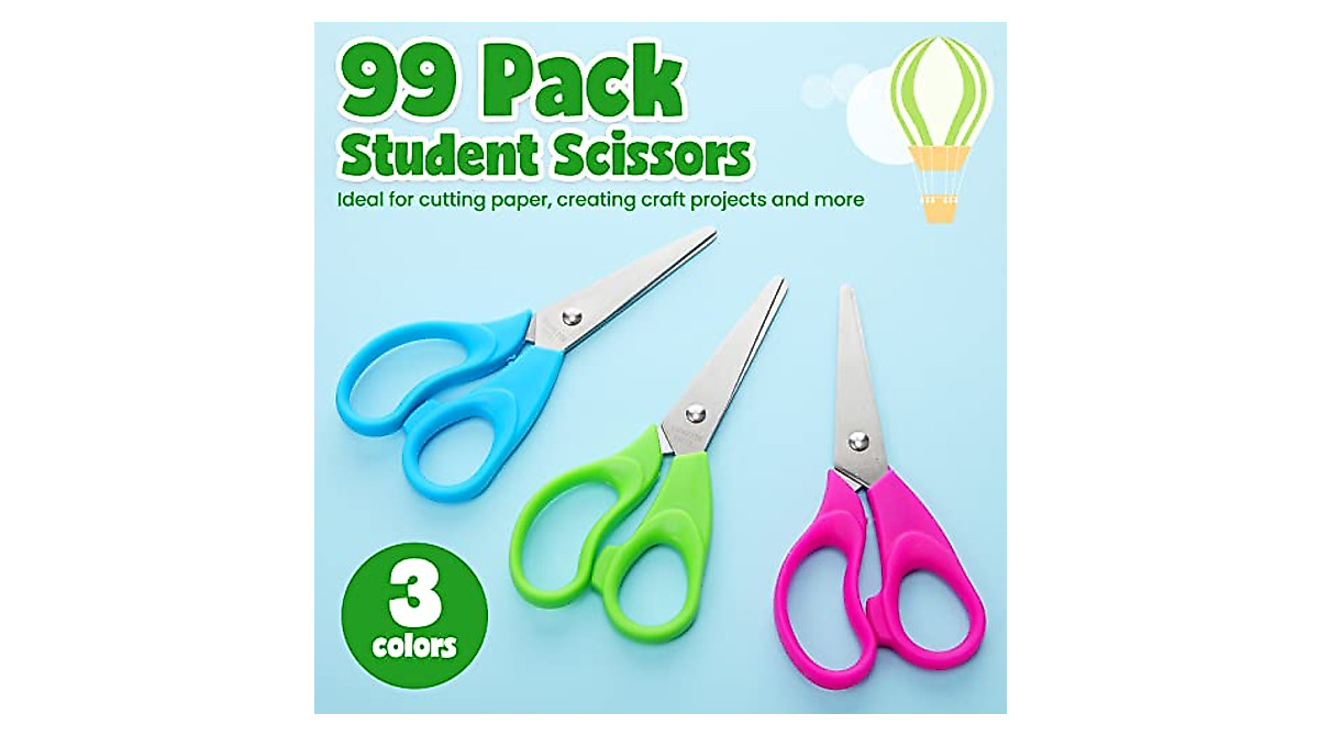 90 Pack Kids Safety Scissors - Fun & Durable Classroom Essentials