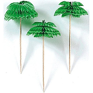 Amscan 401200 Palm Tree Honeycomb Picks - Pack of 12 | 4" - Green