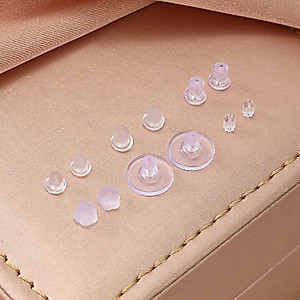 Nkwuire 6 Styles Silicone Earring Backs for Studs, 600 Pcs Clear Soft Earring Backings Hypoallergenic Plastic Rubber Earring Backs Clutch Stoppers Replacement Kits for Fish Hook Earring Studs Hoops