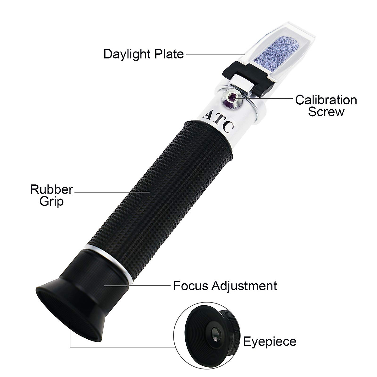 Portable Clinical Refractometer with ATC for Urine Specific Gravity RI Measurement of Pet Dog Cat 1.000-1.060RI and Blood Serum Protein 2-14g/dl, Free Pipettes