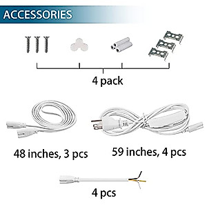 Barrina LED Shop Light, 8FT 72W 9000LM 5000K, Daylight White, V Shape, Clear Cover, Hight Output, Linkable Shop Lights, T8 LED Tube Lights, LED Shop Lights for Garage 8 Foot with Plug (Pack of 4)