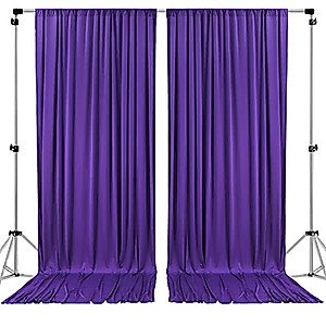 10 ft x 10 ft Wrinkle Free Dark Purple Backdrop Curtain Panels, Polyester Photography Backdrop Drapes, Wedding Party Home Decoration Supplies