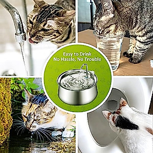 ZEKIRY Cat Water Fountain Stainless Steel, 134oz/4L Automatic Pet Water Fountain, Ultra Quiet Dog Water Dispenser with Filter and Sponge, SUS 304 Faucet Shape Water Fountain for Cats, Dogs