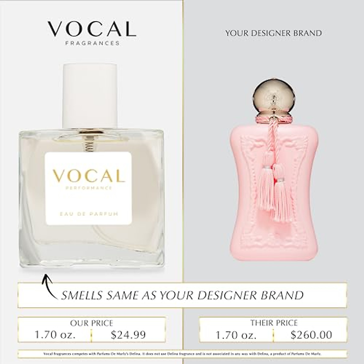Vocal Performance W081 Inspired by Parfume De Marly Delina Eau de Parfum For Women Rose Woody Floral 1.7 Fl Oz Perfume Replica Version Fragrance Dupe Consentrated Long Lasting