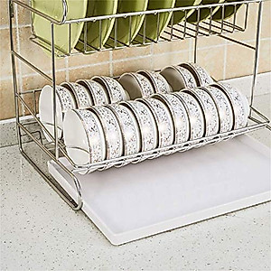 SDGH Stainless Steel Dish Rack - Double Dish Rack Kitchen Rack Storage 41.3x28.7x35cm(LxWxH)