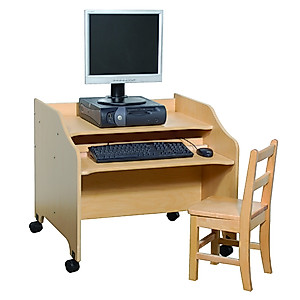 Children’s Factory Value Line Single Computer Station, Toddler/Kids Mobile Activity Tech Table, Classroom Furniture for Preschool, Daycare or Homeschool