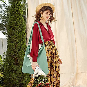 Tote Bag for Women Canvas Cute Tote Bag Aesthetic Hobo Bags for Women for Work Travel Easy to Fold (Bean Green)