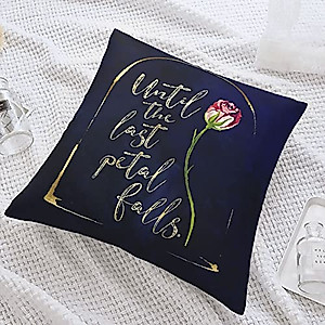Lhgs5sv Until The Last Petal Falls. Beauty and The Beast. Both Sides Throw Pillow Covers Cotton Home Decor Sofa Square Cushion Cover Pillow Case 18x18 in