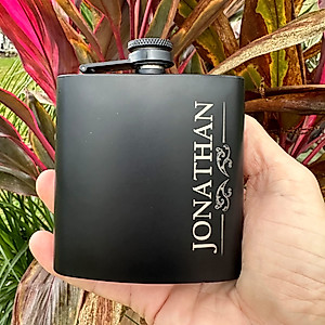 Klin Living Personalized Custom Flask for Men, Groomsmen Flask, Engraved for Men, Women, Groom, Personalized Groomsmen Gifts, 6 oz with Mini Funnel (1)