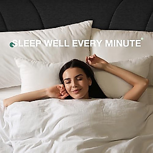 Novilla Queen Bed Frame with Headboard, Bed Frame Queen Size with Wood Slats Support,Linen Upholstered Adjustable Headboard, No Box Spring Needed, Heavy Duty Feet, Easy Assembly, Dark Grey