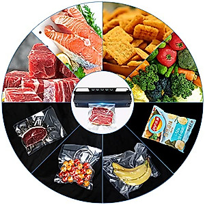 Food Vacuum Sealer 8 PCS Food Vacuum Sealer Machine 8 in 1 Automatic Vacuum Sealer with Cutter&Dry&Moist Vacuum and Seal and 3 Rolls Bags Starter Kits for Home and Kitchen