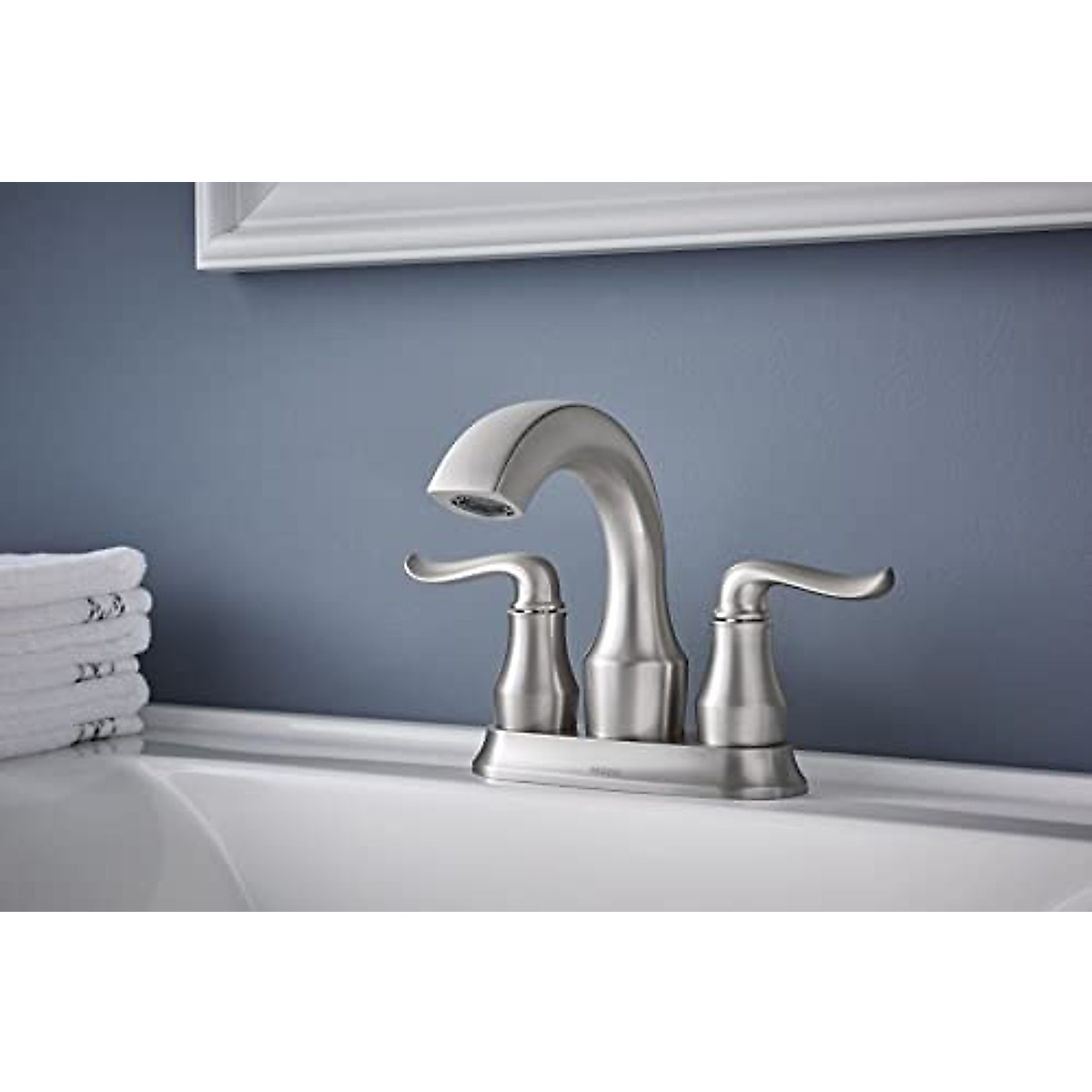 Moen Hamden Spot Resist Brushed Nickel Two-Handle 4-inch Centerset Bathroom Faucet, 84300SRN