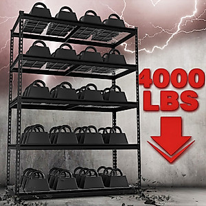 WORKPRO 5-Tier Heavy Duty Metal Shelving Unit, 48”W x 24”D x 72”H, Adjustable Storage Rack, 4000 lbs Total Load Capacity, Ideal for Garage, Basement, Warehouse, Workshop