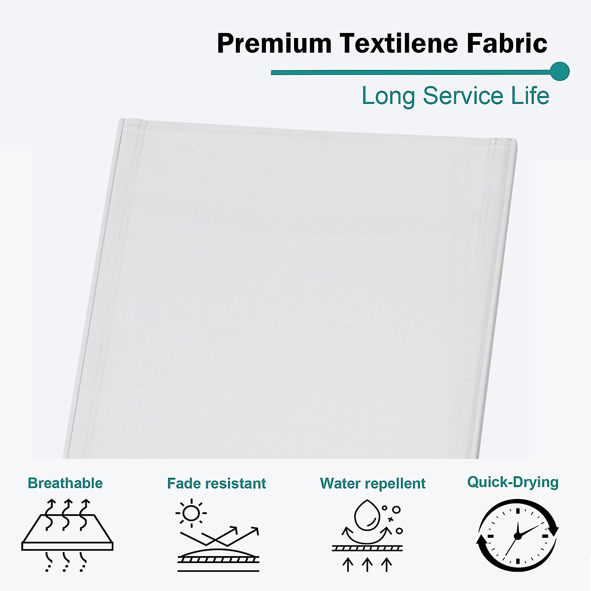 SUNLEI Lounge Chair for Outside Set of 2, Movable Chaise Lounge Outdoor, Pool Recliner Lounge Chairs with Adjustable Backrest & Textilene, Sturdy Aluminum Frame, Tanning Chair for Patio, White