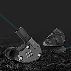 Quad Driver Headphones,ERJIGO KZ ZS6 High Fidelity Extra Bass Earbuds Without Microphone,with Detachable Cable (with Mic, Black)