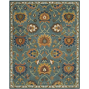 SAFAVIEH Heritage Collection Area Rug - 8' x 10', Light Blue, Handmade Traditional Oriental Wool, Ideal for High Traffic Areas in Living Room, Bedroom (HG651A)