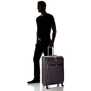Samsonite Solyte DLX Softside Expandable Luggage with Spinner Wheels, Mineral Grey, Checked-Medium 25-Inch