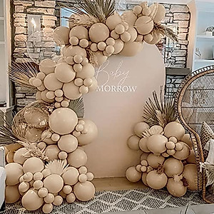 Nude Beige Balloon Double Stuffed Apricot Brown Balloons Garland Different Sizes Latex Tan Balloons Arch Kit for Neutral Baby Shower Jungle Theme Woodland Teddy Bear Birthday Boho Party Decorations……