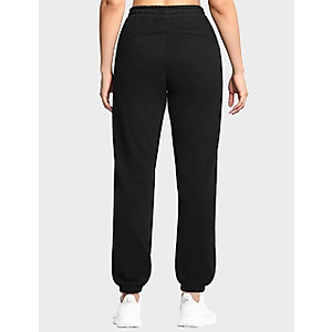 THE GYM PEOPLE Women's Fleece Sweatpants Warm Workout Joggers Pants with Pockets Black