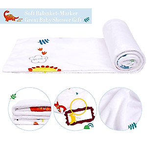 Cloele Baby Monthly Milestone Blanket - Newborn Unisex Baby Age Blanket 37"x53" First Year Calendar Growth Chart - Soft Baby Month Blanket for Boy & Girl Dinosaur Photography Background Blanket White