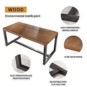 Sihtengxxhongs Solid Wood Computer Desk Modern Home Office Thick Desk 55 Inch Long Writing Table PC Workstation