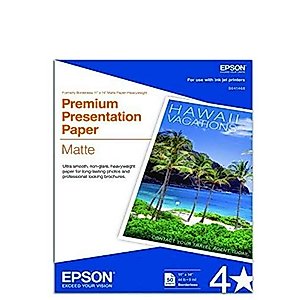 Epson S041468 Borderless Matte Paper Bright White, 11 In X 14 In