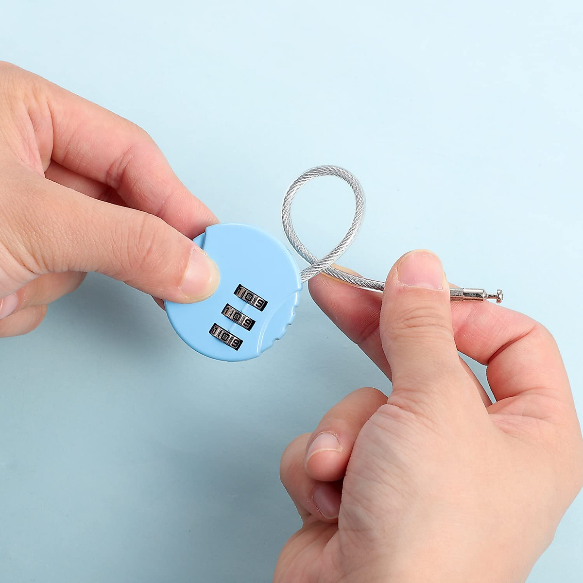 4 Pcs Combination Lock, 3 Digit Combination Padlock Code Lock with Wire Rope Outdoor Waterproof Padlock for Backpack Suitcase Door Sports Locker (Black, Red, Blue, Silver)