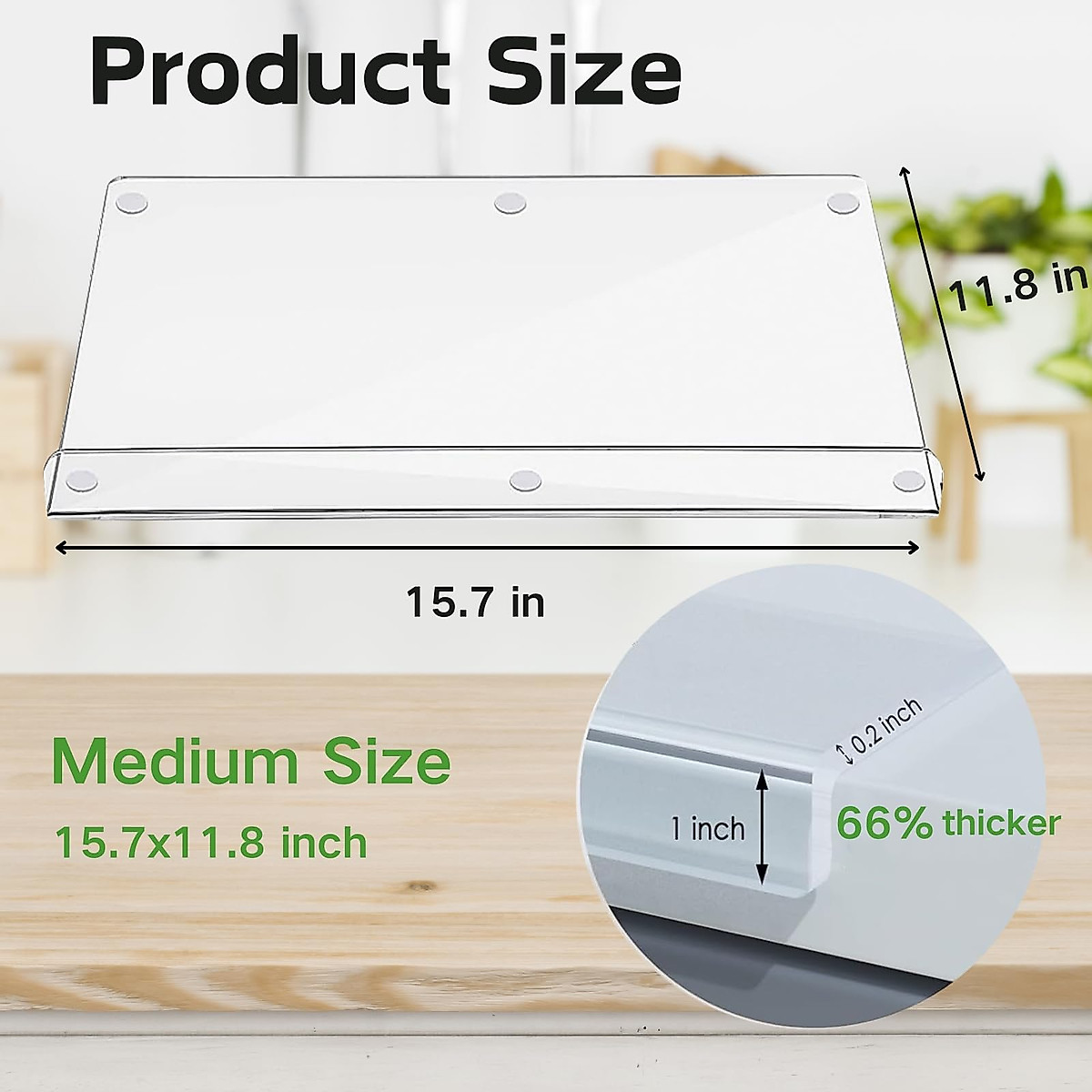 Pakproly Acrylic Cutting Board with Counter Lip, Thicker Clear Cutting Boards for Kitchen Counter, Non Slip Cutting Board for Countertop Protector, Apartment Essentials Kitchen Decor (16x 12 Inch)