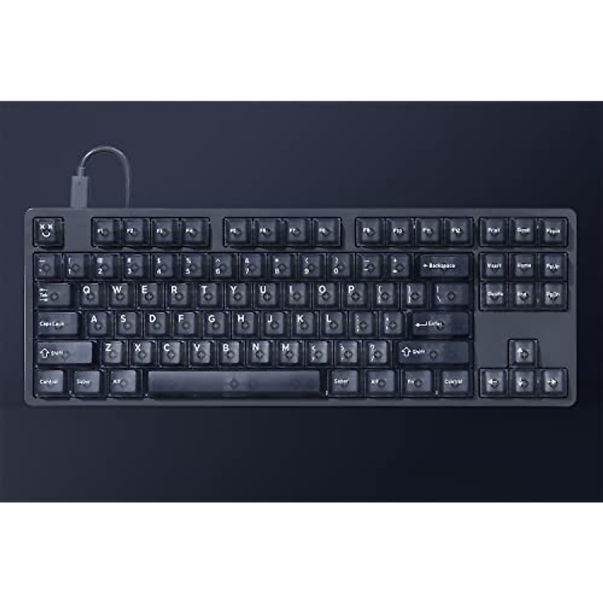 DROP MiTo Keysterine Keycap Set, Transparent ABS with UV Thermal Legends, Cherry MX Style Keyboard Compatible with 60%, 65%, 75%, TKL, WKL, 1800, 96-Key, Full-Size, and More (Smoke)