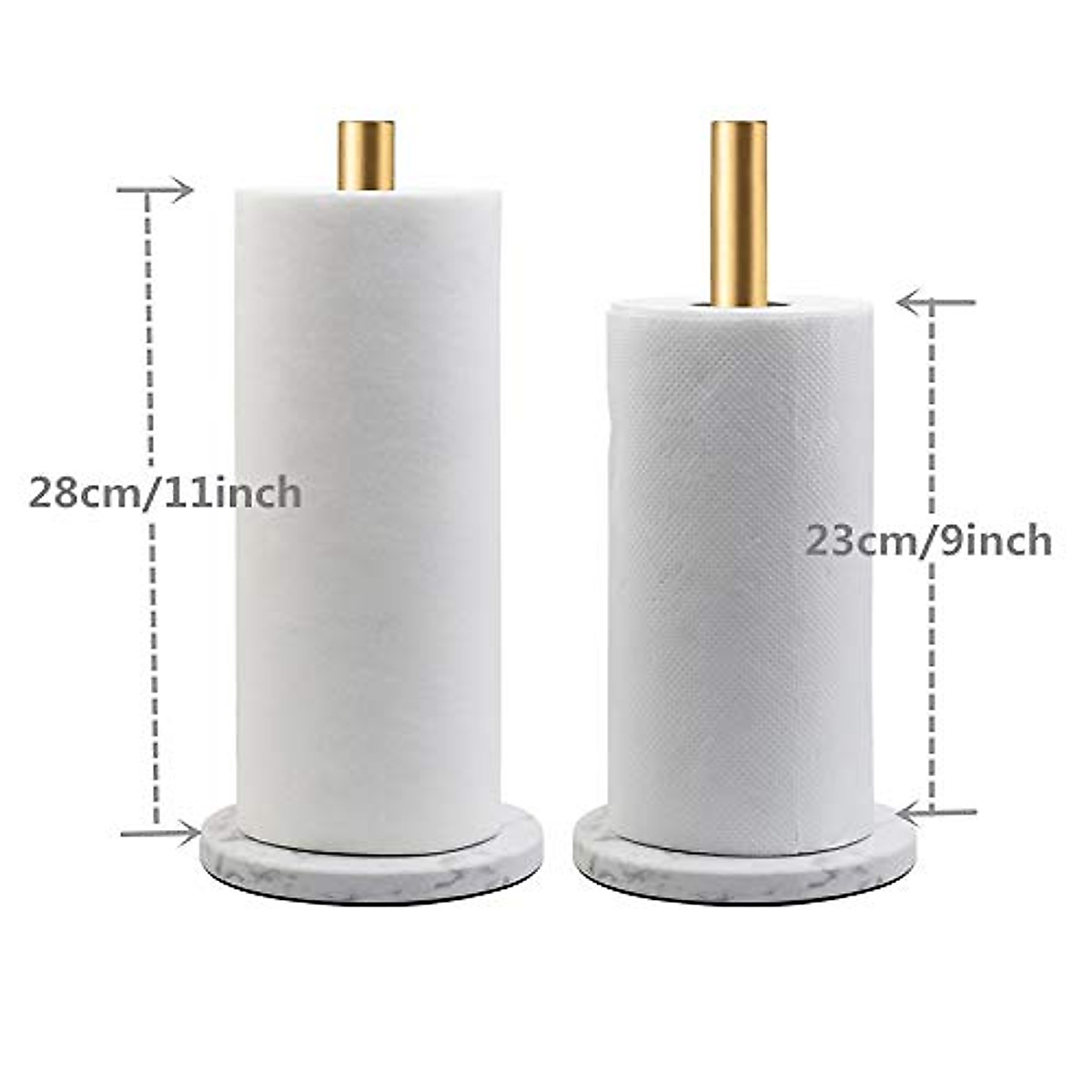 LUTAVOY Marble Paper Towel Holders Copper Plated Standing Kitchen Paper Towel Holder with Marble Base (KZ22 - Gold)