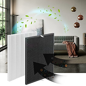 VALZONE 2 Sets 116130 True HEPA Replacement Filter H Combo Packs, Compatible with Winix 5500-2 and Model AM80, Part #116130, 2 Premium H13 True HEPA and 2 Activated Carbon Filters